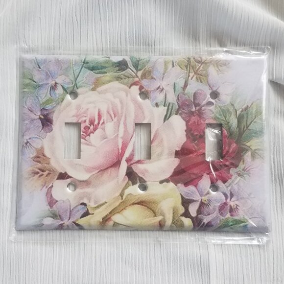 Other | 3 Switch Light Switch Cover Rose Victorian Metal | Poshmark